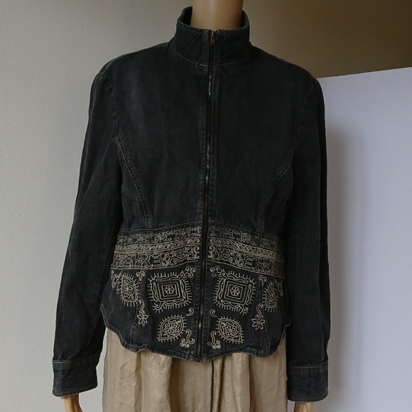 Bandolino | Jackets & Coats | Bandolino Embroidered Denim Jacket Size 4 ...
